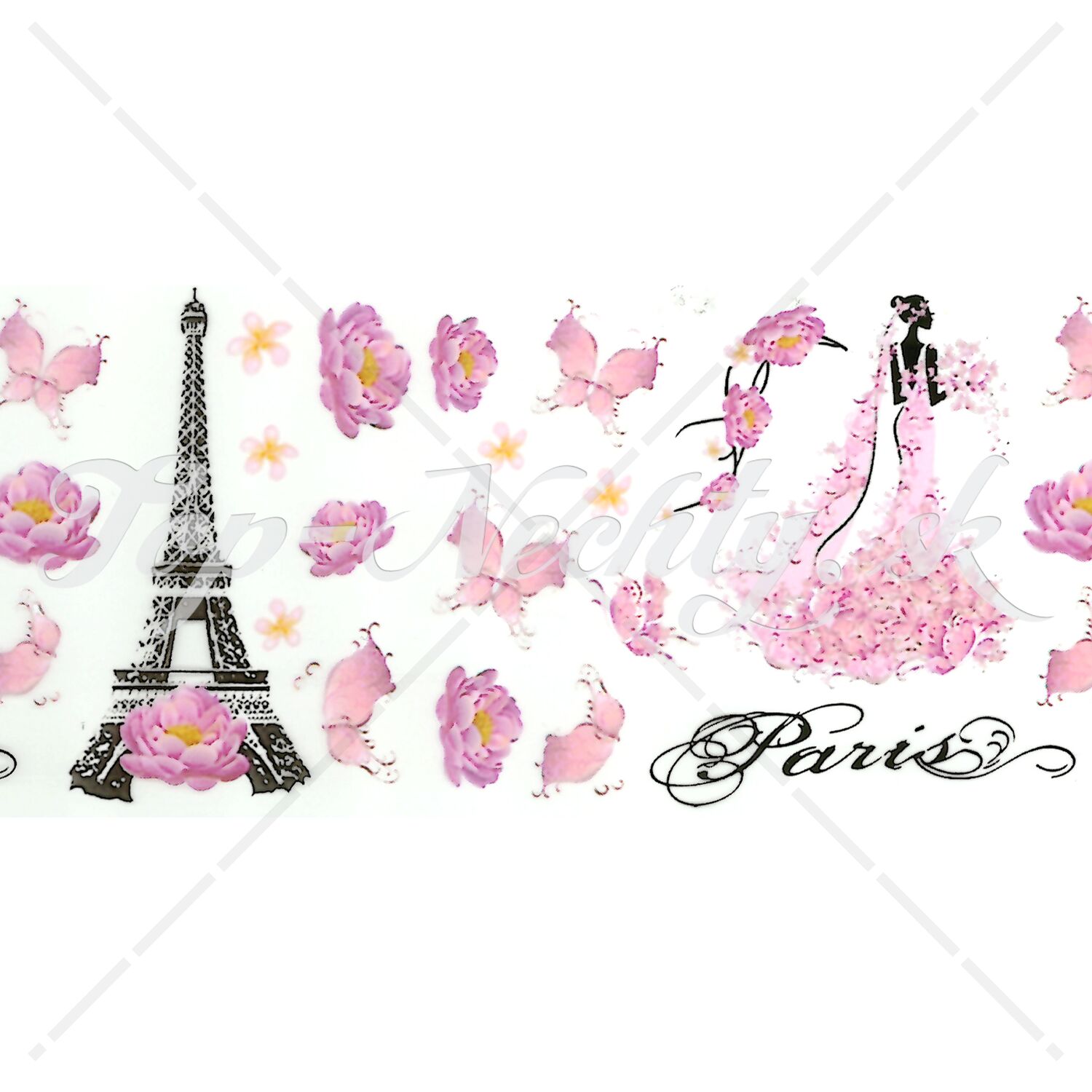 Rossart fólia na nechty Paríž a ružové kvety 100cm | Noezon.sk