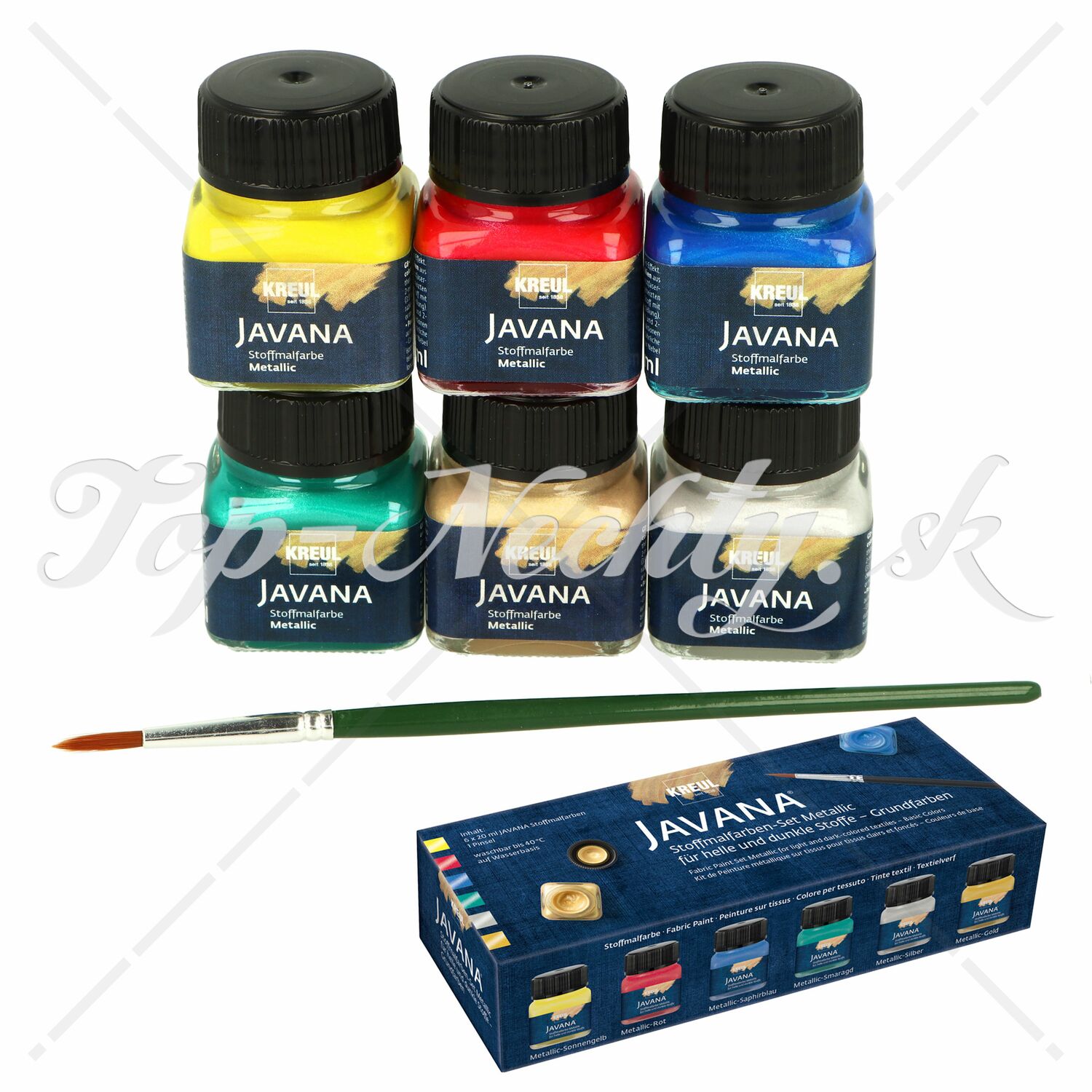 Set metalických farieb na textil Javana Basic colors 6ks | Noezon.sk